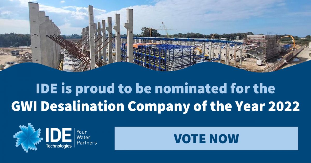 IDE Water Technologies obtient un "Global Water Award". Dessalement ...